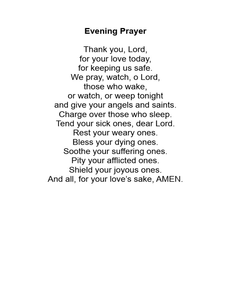 Evening Prayer for Comfort and Protection | PDF | Religion & Spirituality