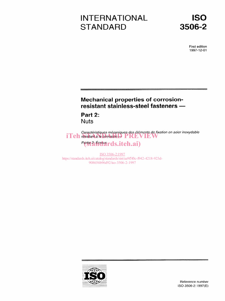 Iso 3506 2 1997 | PDF | Screw | Stainless Steel