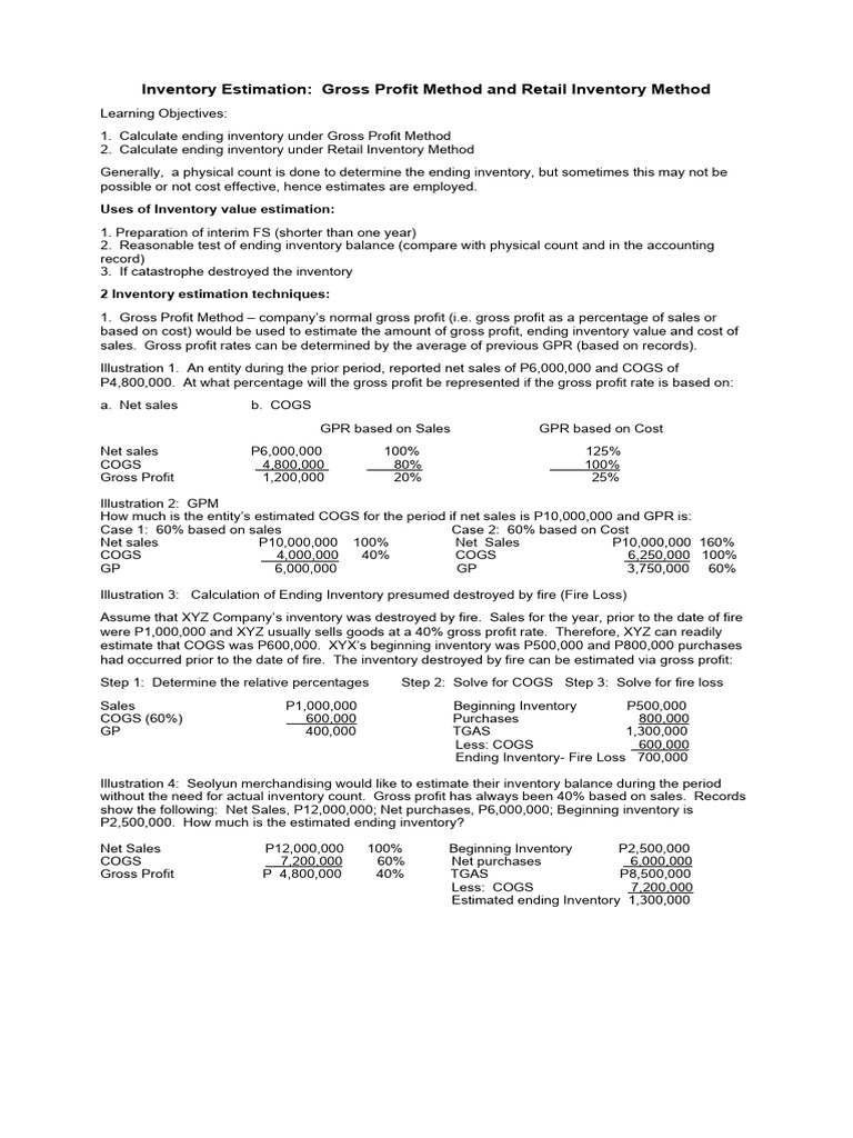 Inventory Estimation | PDF | Cost Of Goods Sold | Inventory