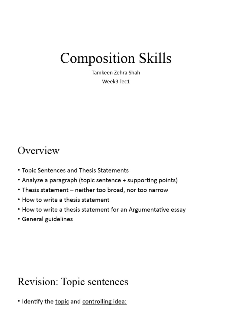 Composition Skills Week3Lec1 | PDF | Essays | Thesis