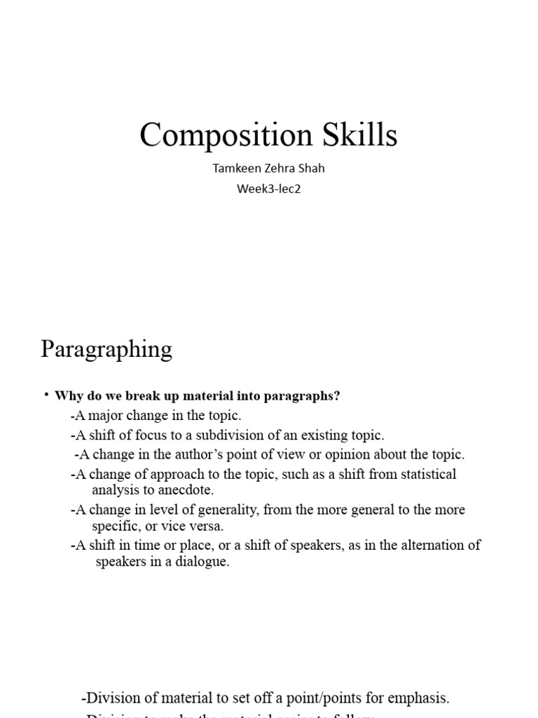 Composition Skills Week3Lec2 | PDF | Language Arts & Discipline