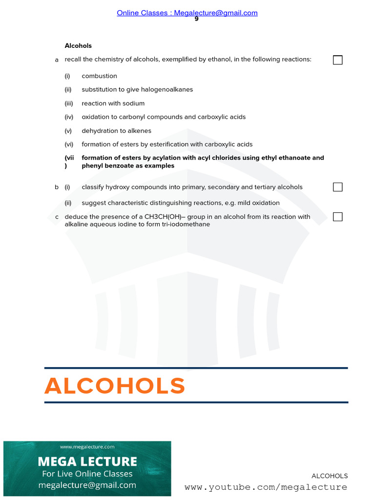 16 Alcohols Notes | PDF | Ester | Alkane