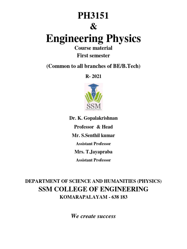 PH3151 Engineering Physics Syllabus | PDF | Rotation Around A Fixed Axis | Torque