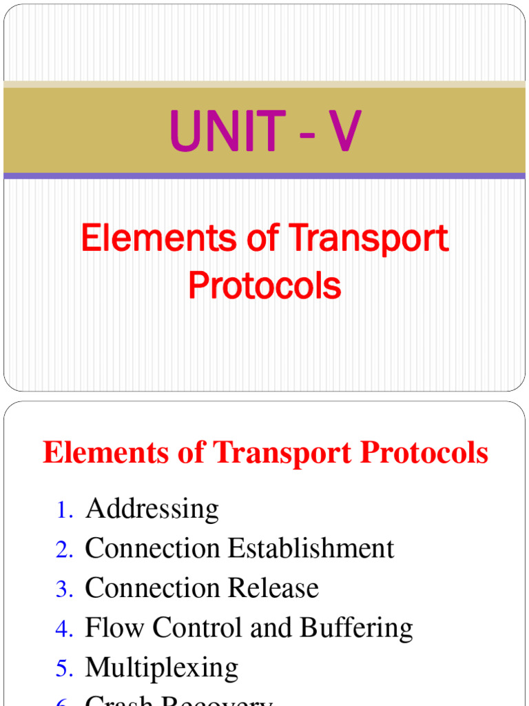 CN UNIT v 1.Elements of Transport Protocols | PDF