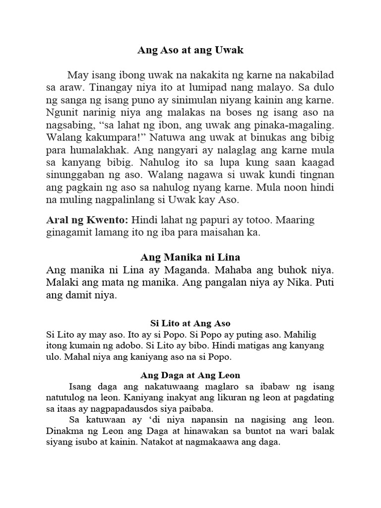 Ang Aso at Ang Uwak | PDF