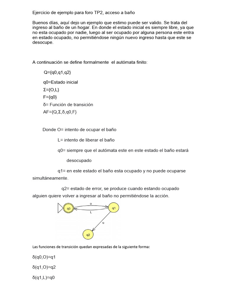 Ejercicio de Ejemplo para Foro TP2 Acceso A Ba+ o | PDF