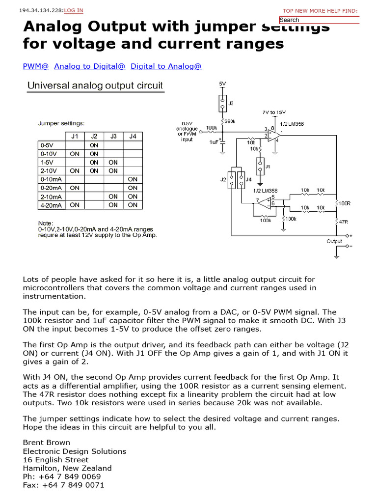 Analog Output With Jumper Settings For Voltage and Current Ranges | Download Free PDF ...