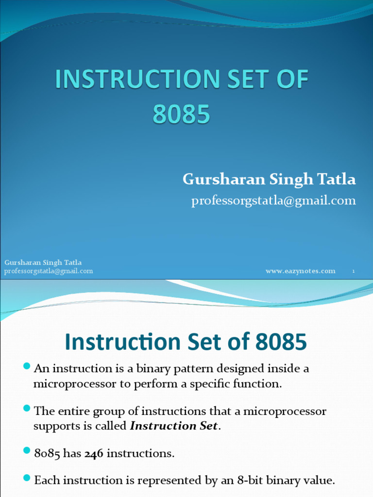 Instruction Set of 8085 | PDF | Instruction Set | Central Processing Unit