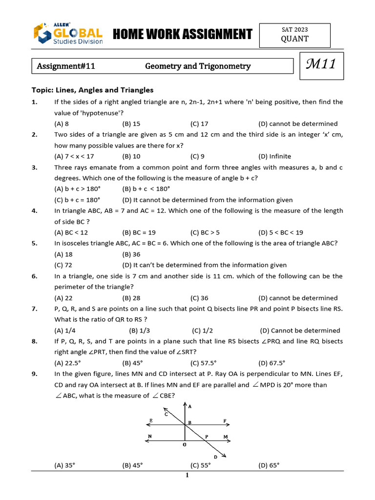 M11 - Quant Home Work Assignment | PDF | Circle | Area
