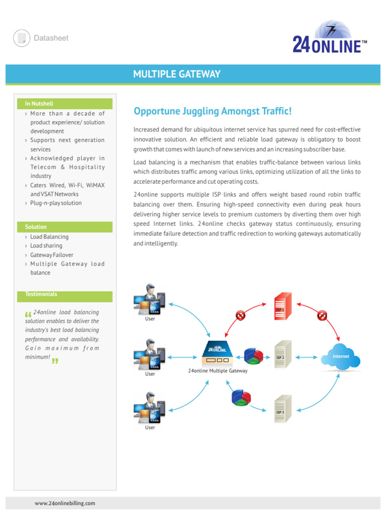 Multiple Gateway Isp Load Balancing Pdf Internet Service Provider Computer Network