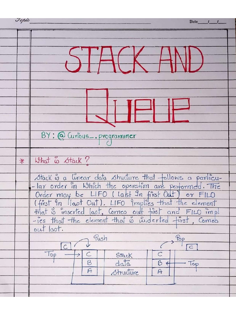 Stack & Queue in Data Stracture | PDF Stack & Queue in Data Stracture | PDF
