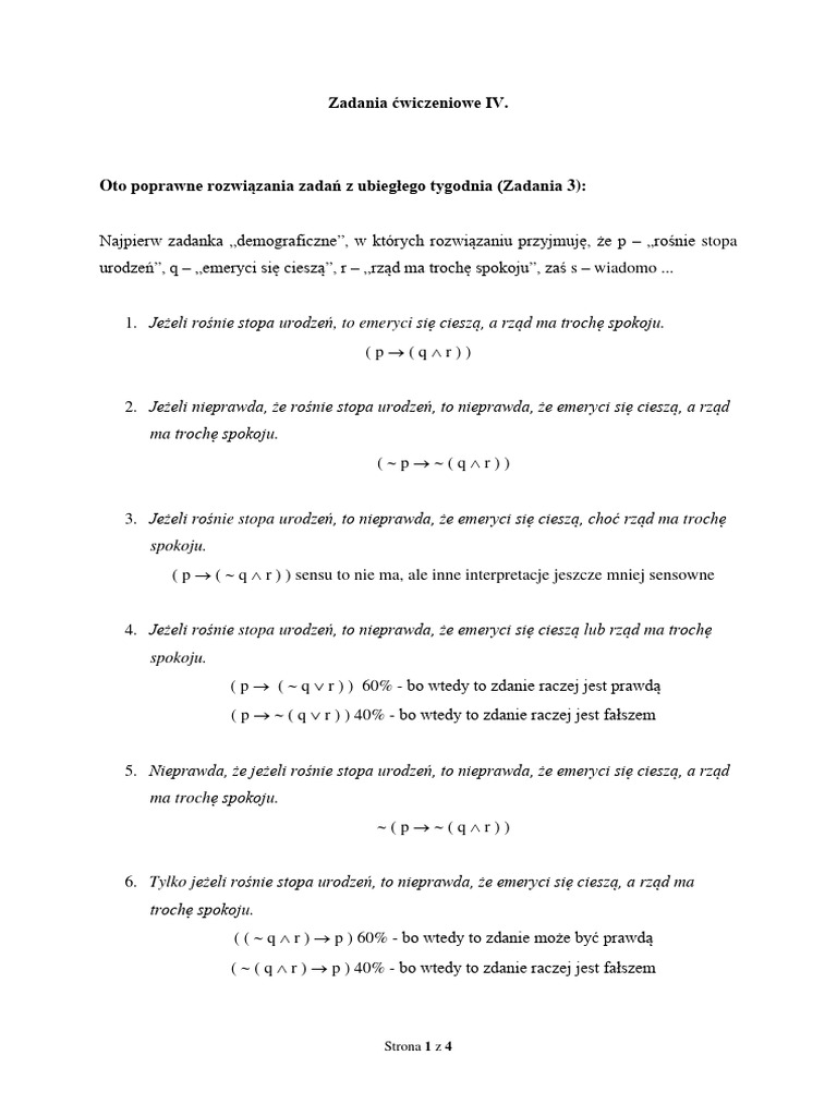 Logika Dla Prawników 2022 - Zadania 4 | PDF
