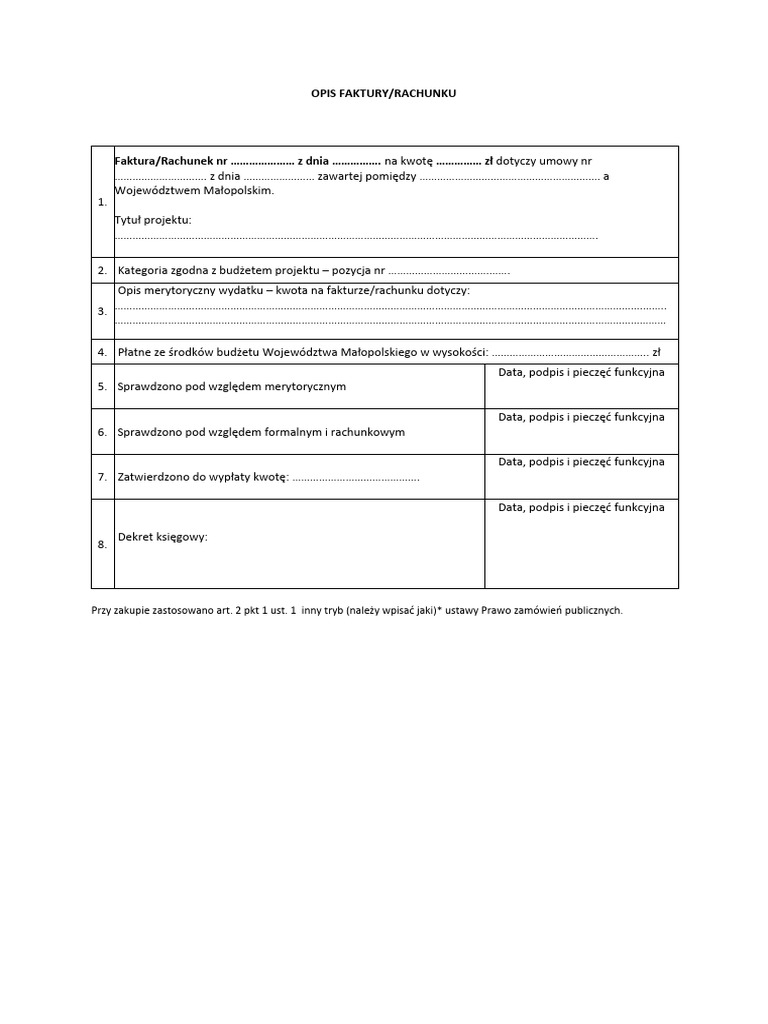 Wzór Opisu Faktury | PDF