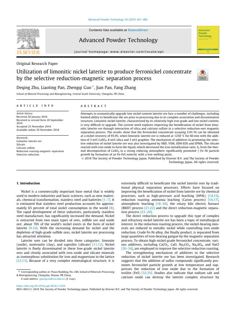 Enhancing Nickel Recovery from Limonitic Laterite | PDF | Iron | Nickel