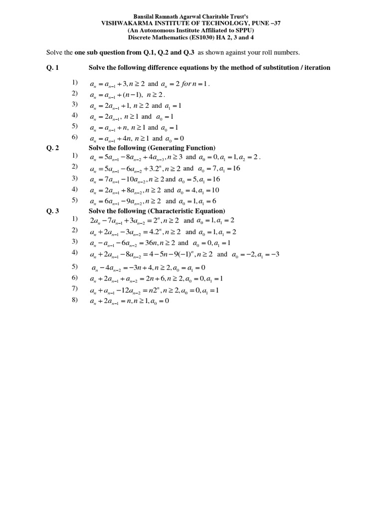 Assignment 3 Recurrence Relation Pdf