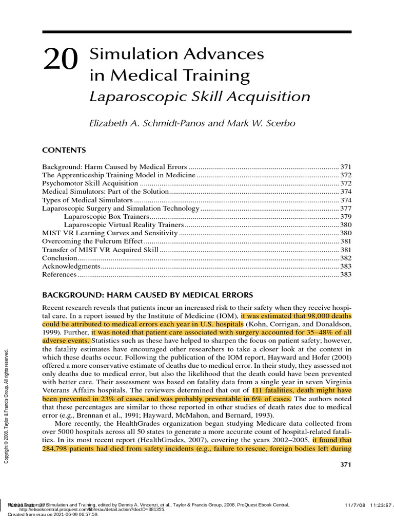 Human Factors In Simulation And Training Chapter 20 Simulation Advances In Medical Training