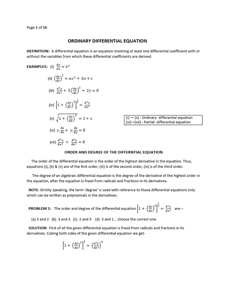 Ordinary Differential Equation. First Order PDF | PDF | Equations ...