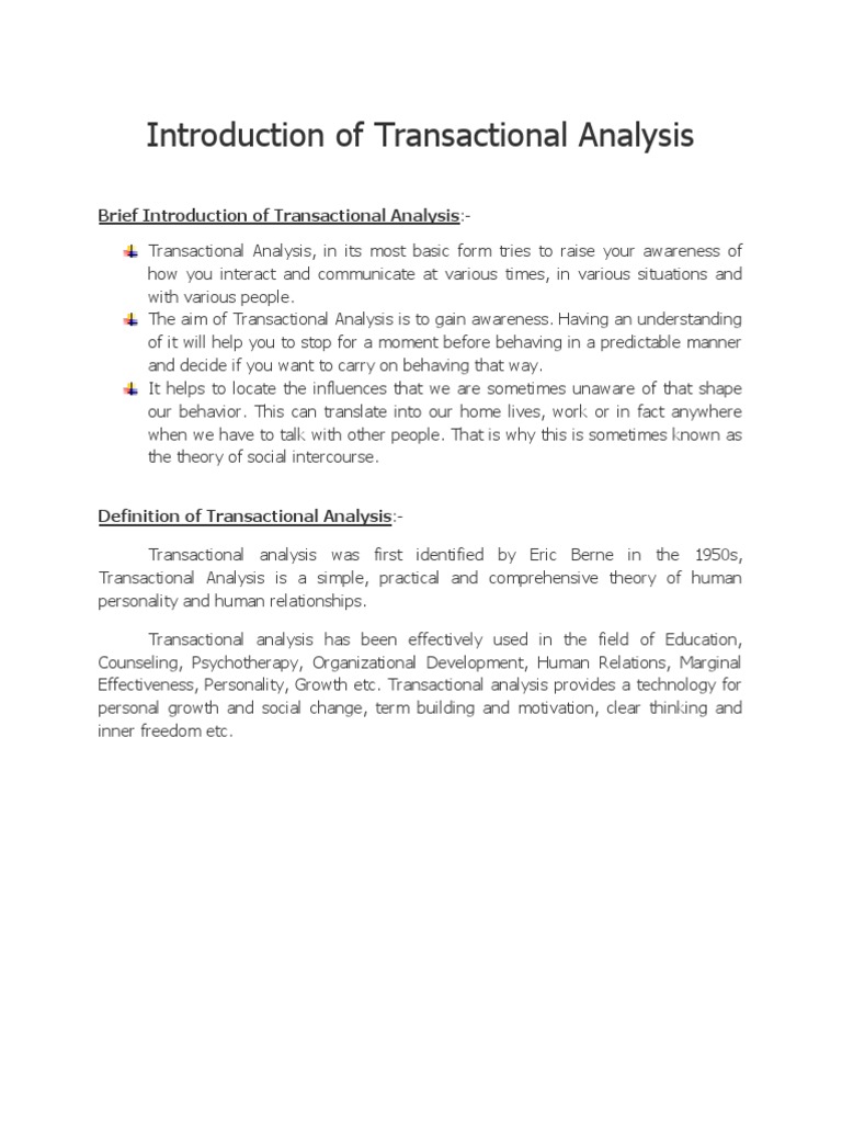 Transactional Analysis | PDF | Organization Development | Psychotherapy