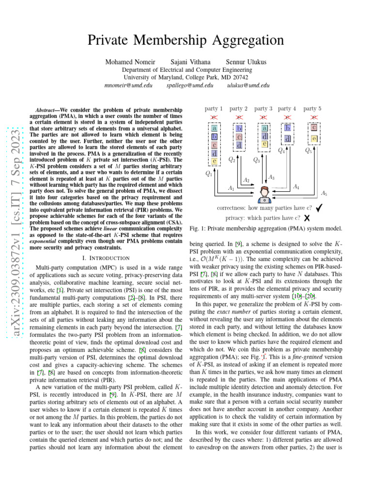 Private Membership Aggregation | PDF | Applied Mathematics