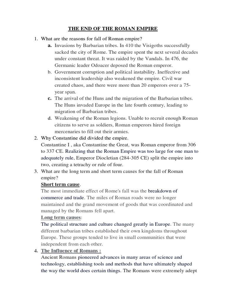 The End of Roman Empire Notes | PDF | Muhammad | Byzantine Empire