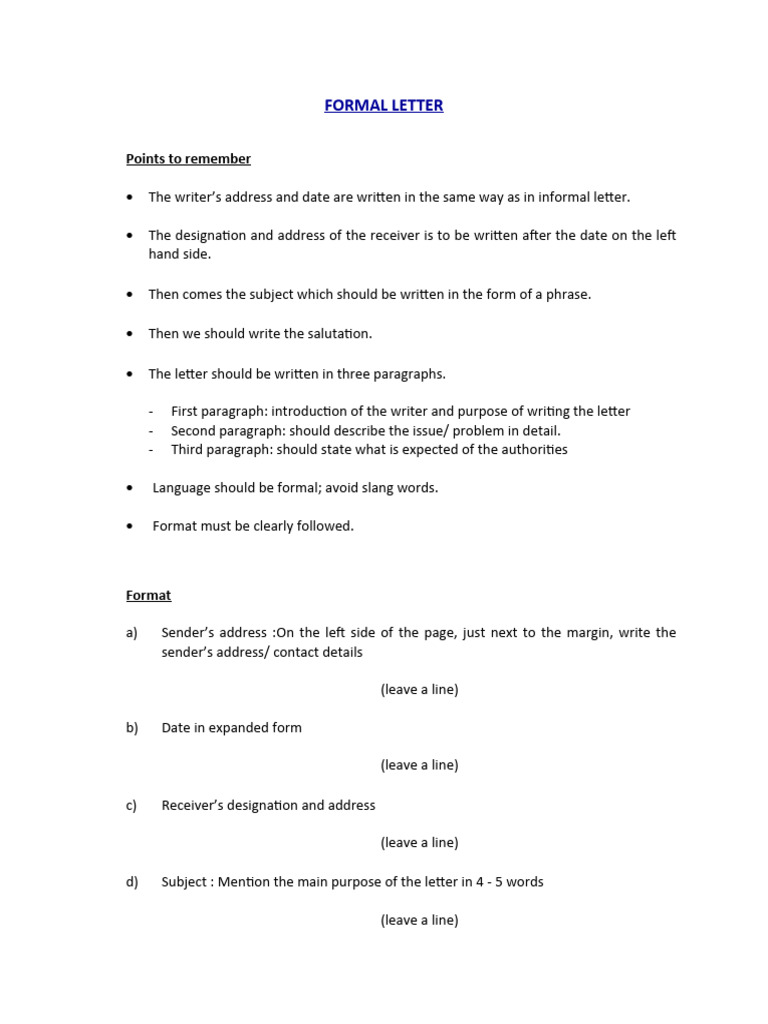 Formal Letter Format to Principal | PDF | Paragraph