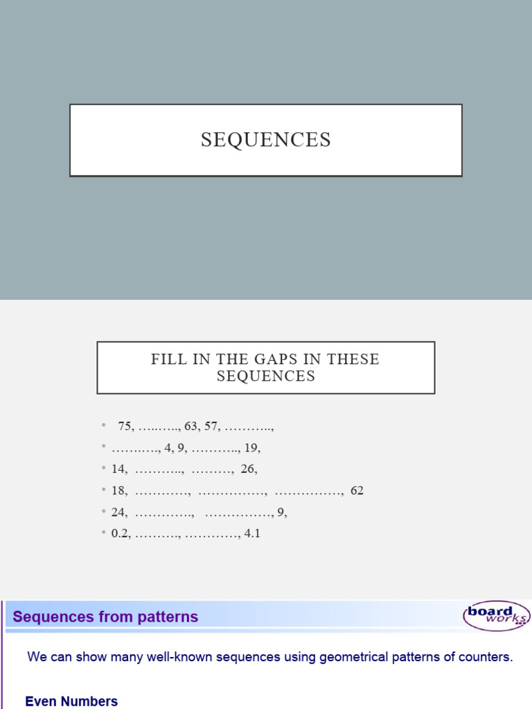 Identifying Sequences Revised | PDF | Multiplication | Discrete Mathematics