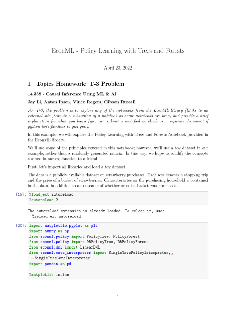 EconML - Policy Learning With Trees and Forests | PDF | Cognitive ...