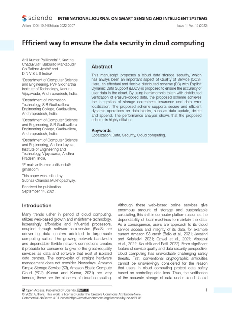 10.2478 - Ijssis 2022 0007 | PDF | Cloud Computing | Security