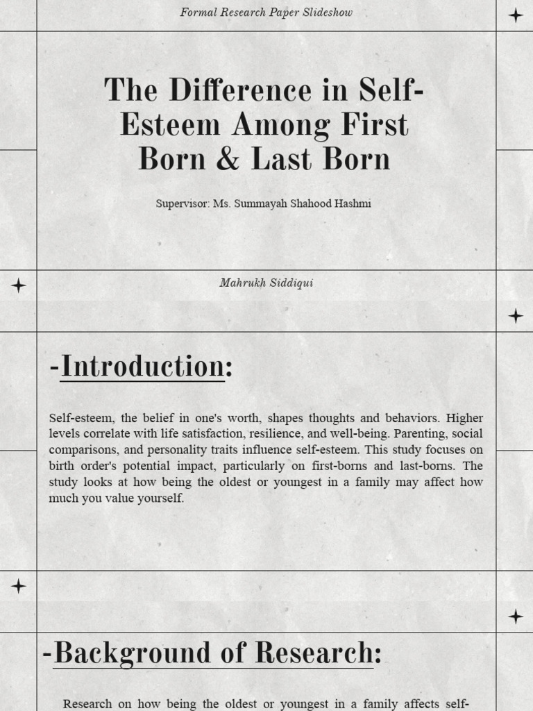 The Difference in Self-Esteem Among First Born & Last Born | PDF | Self ...