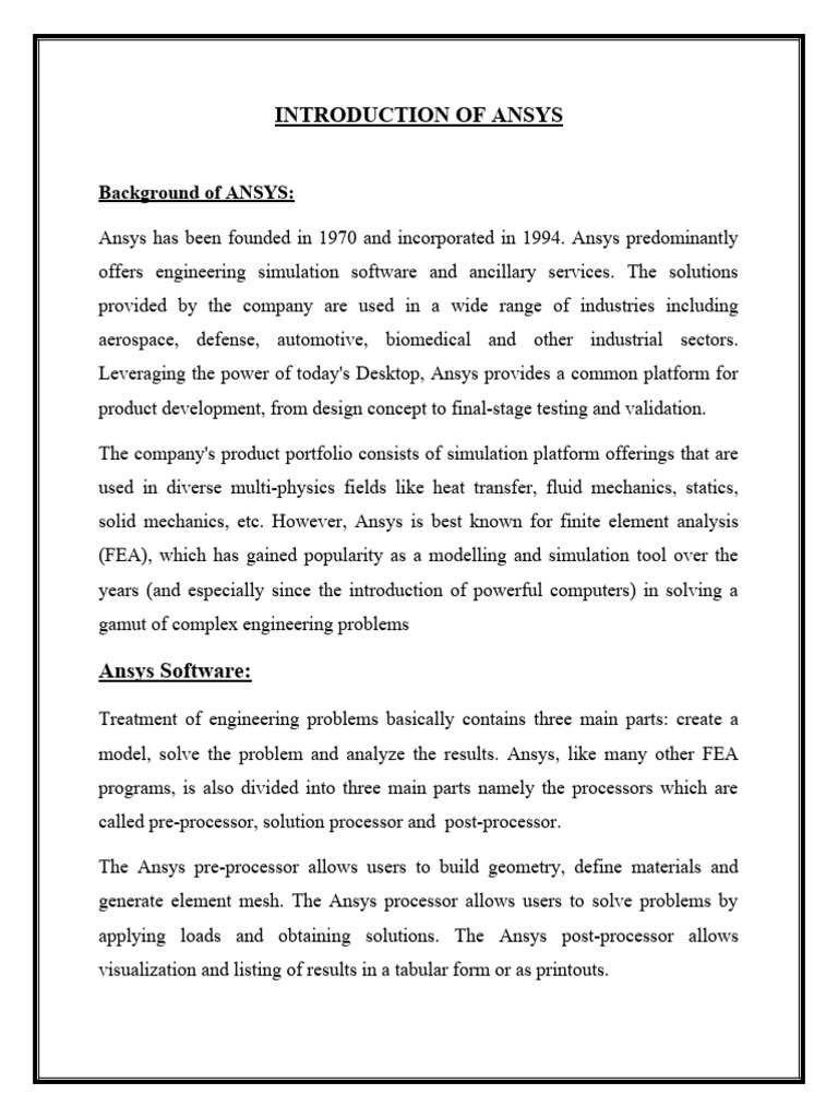 Introduction of Ansys | PDF | Finite Element Method | Simulation