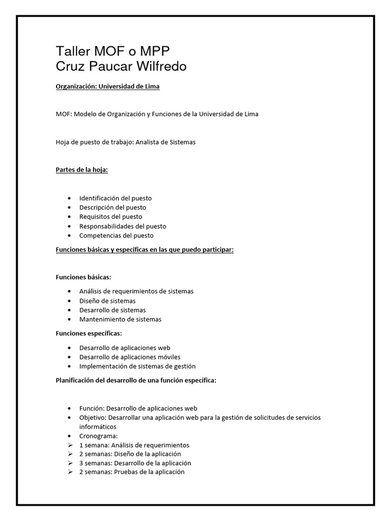 Taller MOF o MPP | PDF | Software de la aplicacion | Software