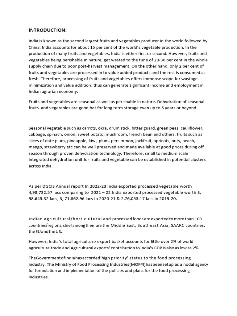 PROJECT REPORT | PDF | Vegetables | Indian Cuisine