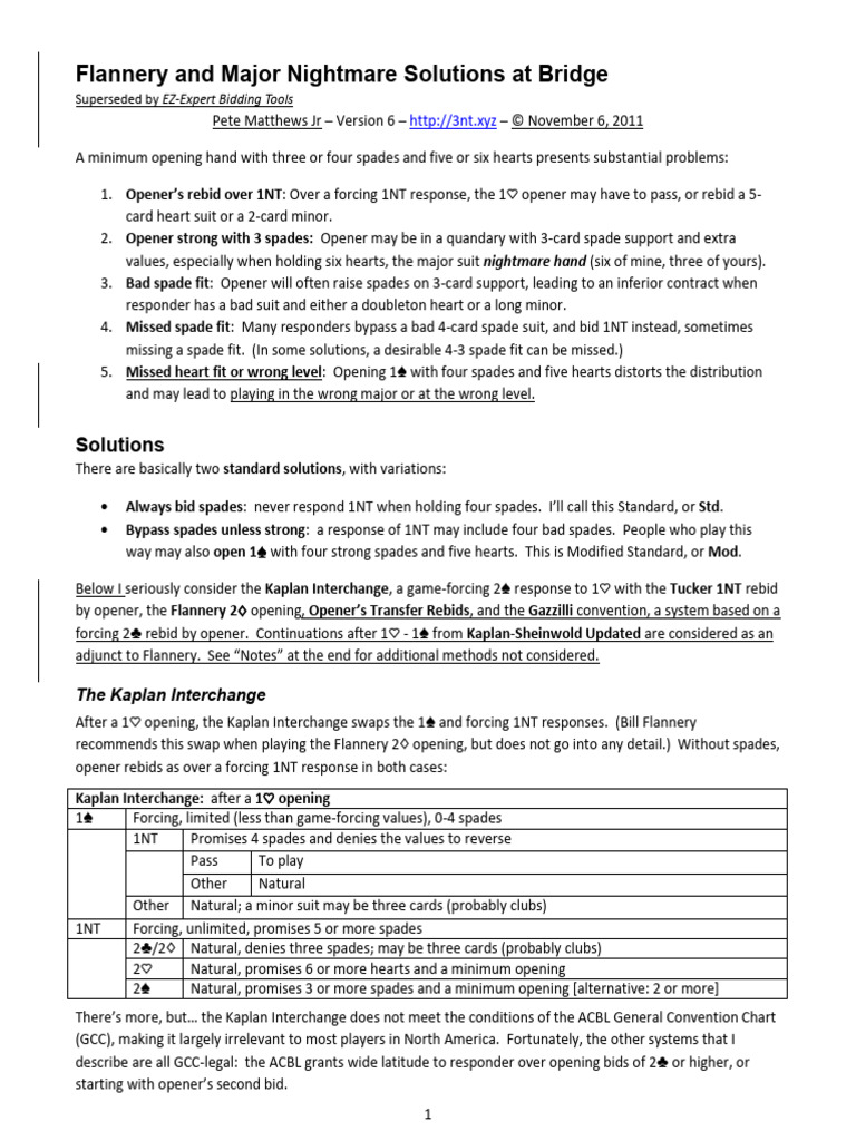 Flannery Nightmare | PDF | Contract Bridge | Plain Trick Games