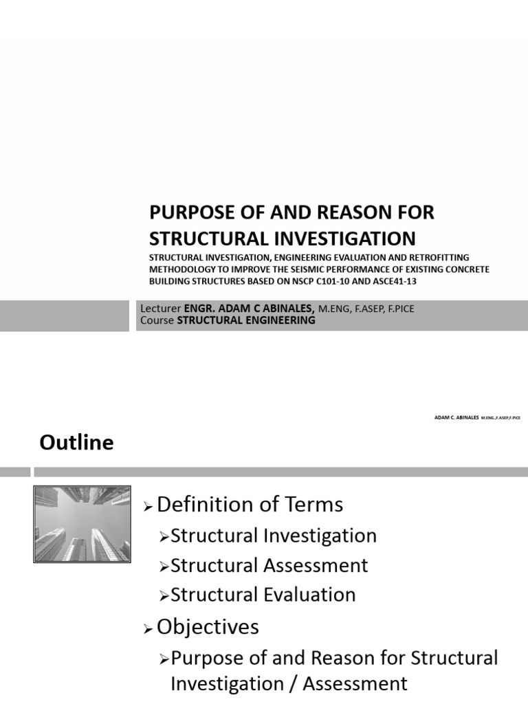 T-01 Purpose of and Reason For Structural Investigation | PDF | Evaluation