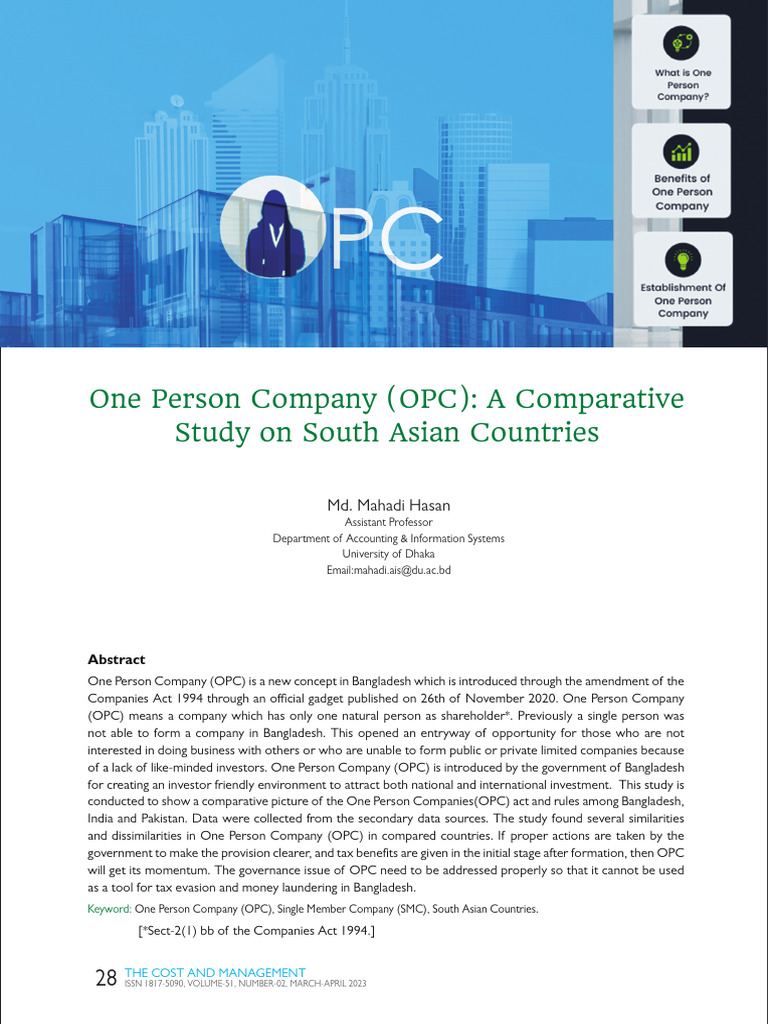 One Person Company OPC | PDF | Taxes | Corporate Tax