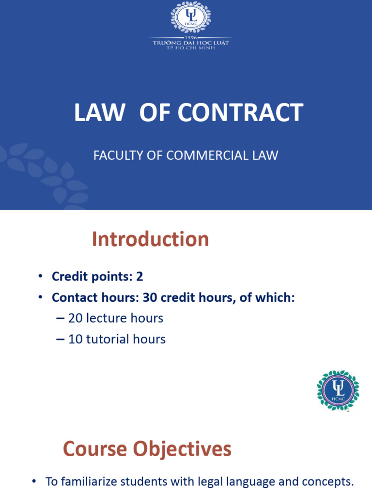 Law of Contract - Slides | PDF | Offer And Acceptance | Misrepresentation