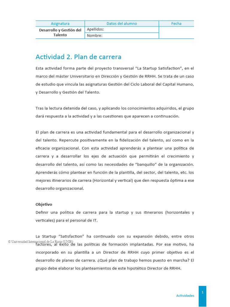 Actividad 2. Plan de Carrera | PDF | Economias