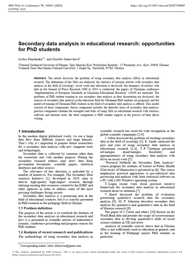 Secondary Data Methodology Example