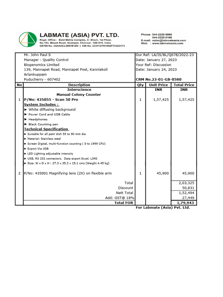 Q078 - Scan 50 Pro - Manual Colony Counter | PDF
