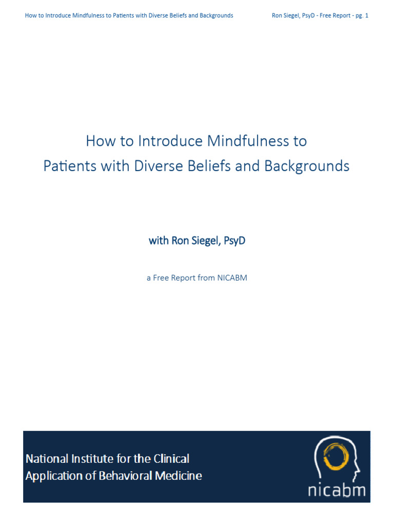 Mindfulness for Diverse Patient Beliefs | PDF | Mindfulness | Clinical ...