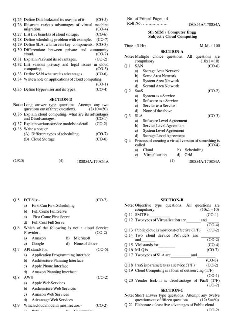 Subject: Cloud Computing 5th SEM / Computer Engg | PDF | Cloud Computing | Software As A Service