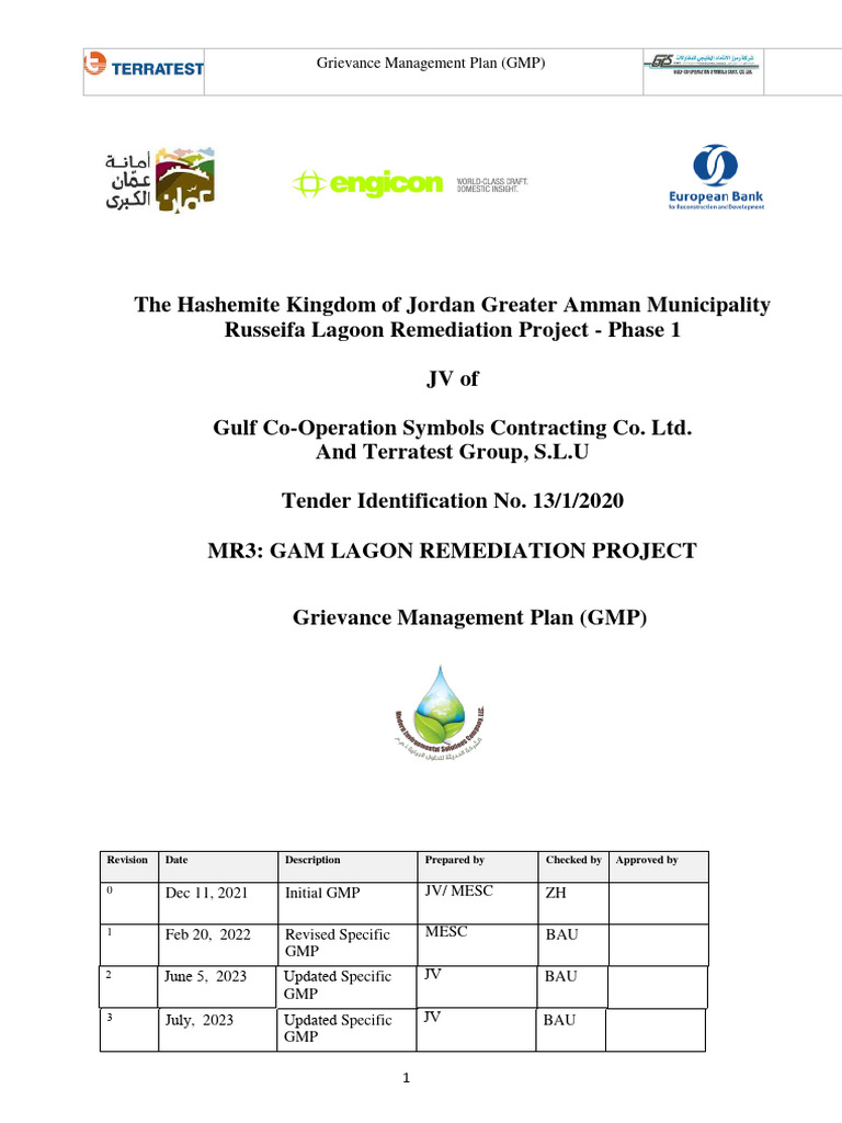 Russeifa Lagoon Grievance Management Plan | PDF | Jordan | Employment