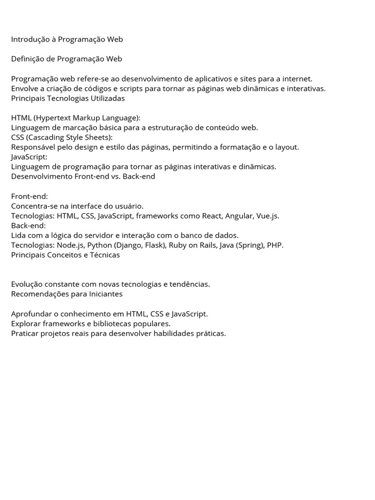 Introdução A Programação Web | PDF Introdução A Programação Web | PDF