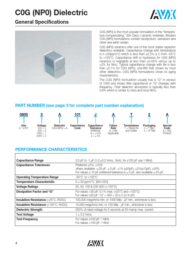 Dielectric C0G (NP0) | PDF | Capacitor | Soldering
