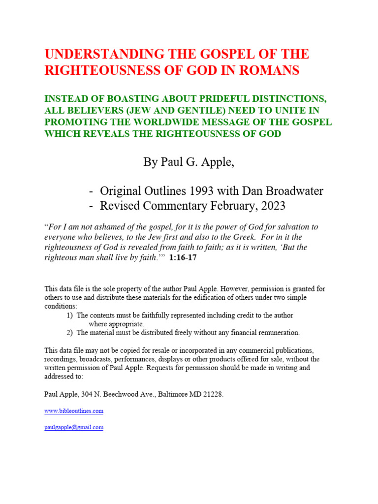 Romans | PDF | Paul The Apostle | Epistle To The Romans