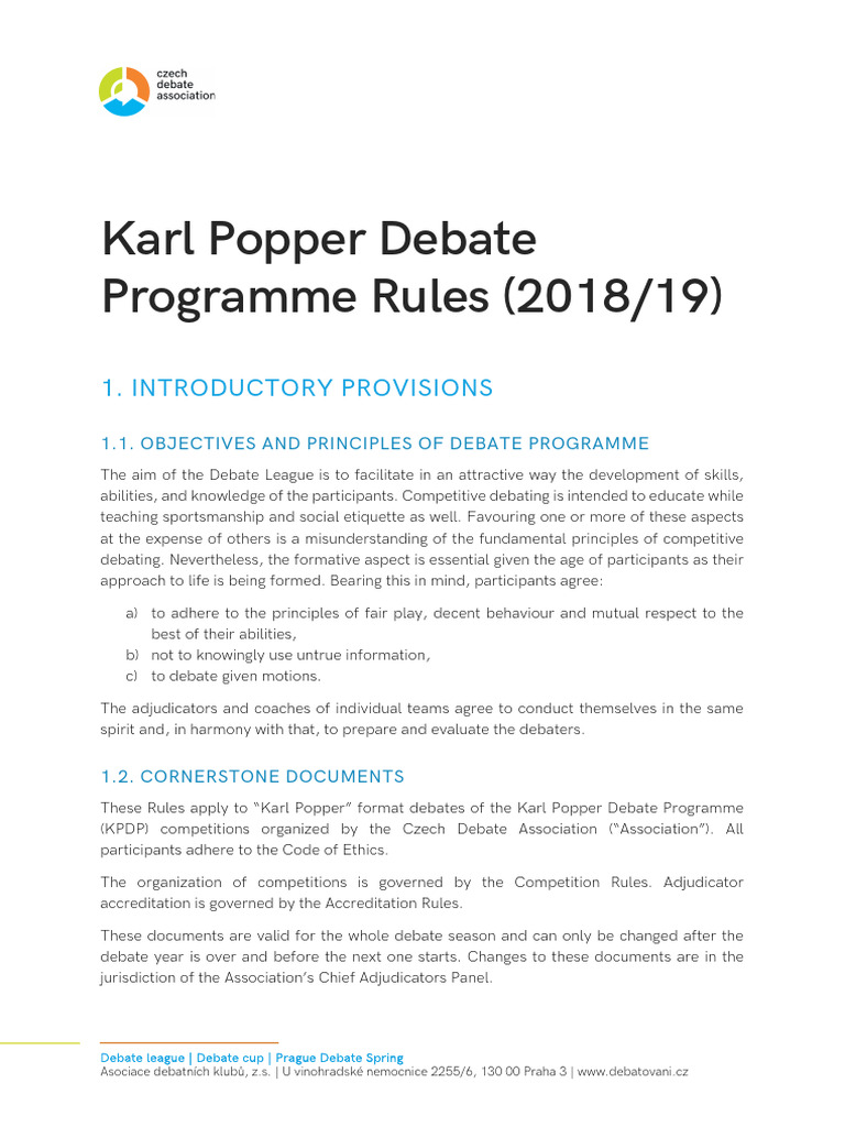 KP Debate Programme Rules | PDF | Argumentation Theory | Evidence