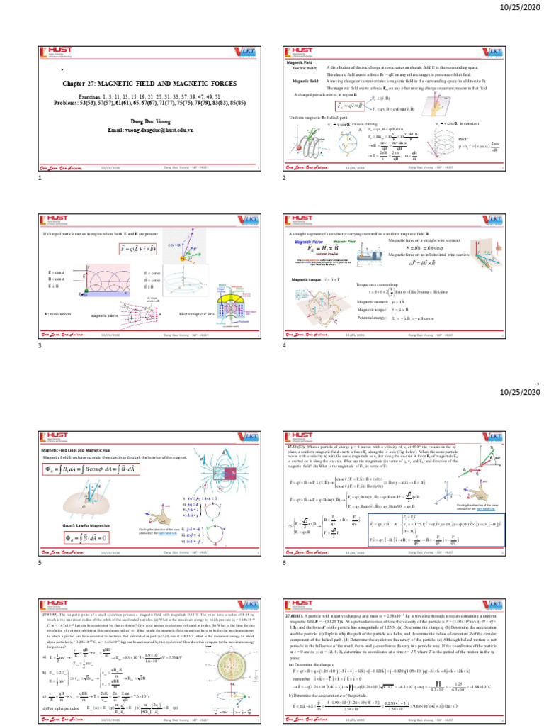 Chapter 27 MAGNETIC FIELD AND MAGNETIC FORCES | PDF | Magnetic Field | Acceleration