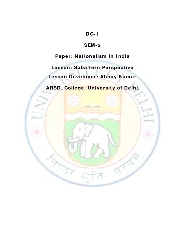 Subaltern Perspective | PDF | Rebellions | Historiography