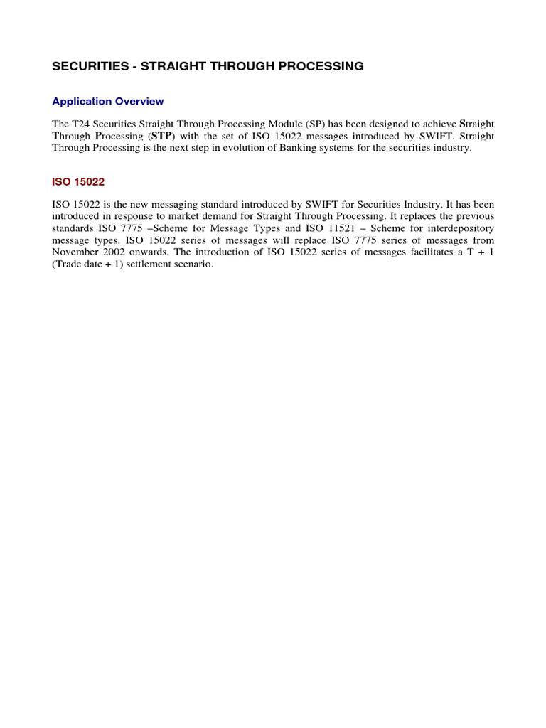 Securities Straight Through Processing Guide | PDF | Information ...