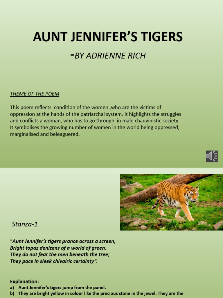 Aunt Jennifer's Tigers | PDF